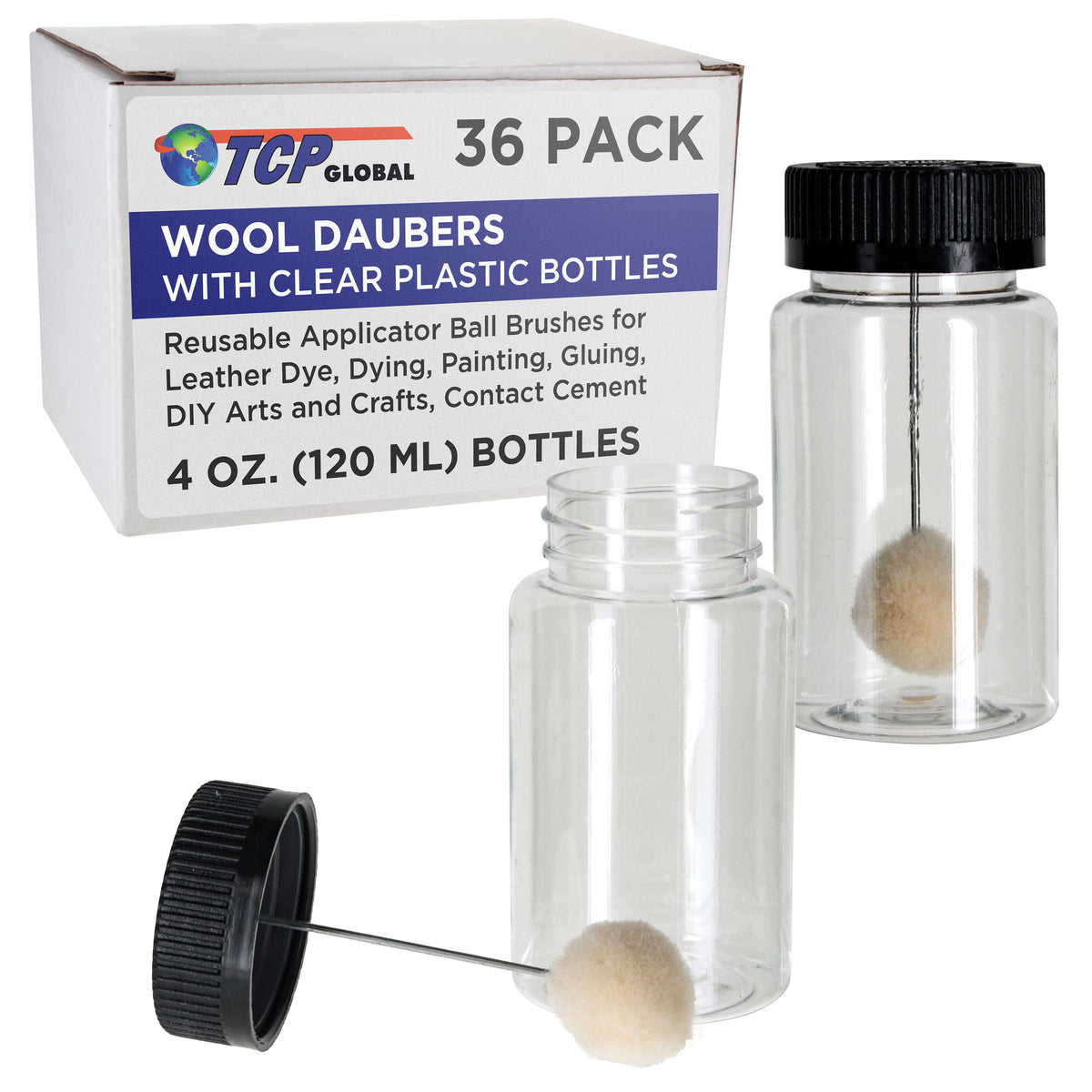 36-Pack Wool Daubers with Clear Plastic Bottles, 4 oz. (120 ml) - Safe ...
