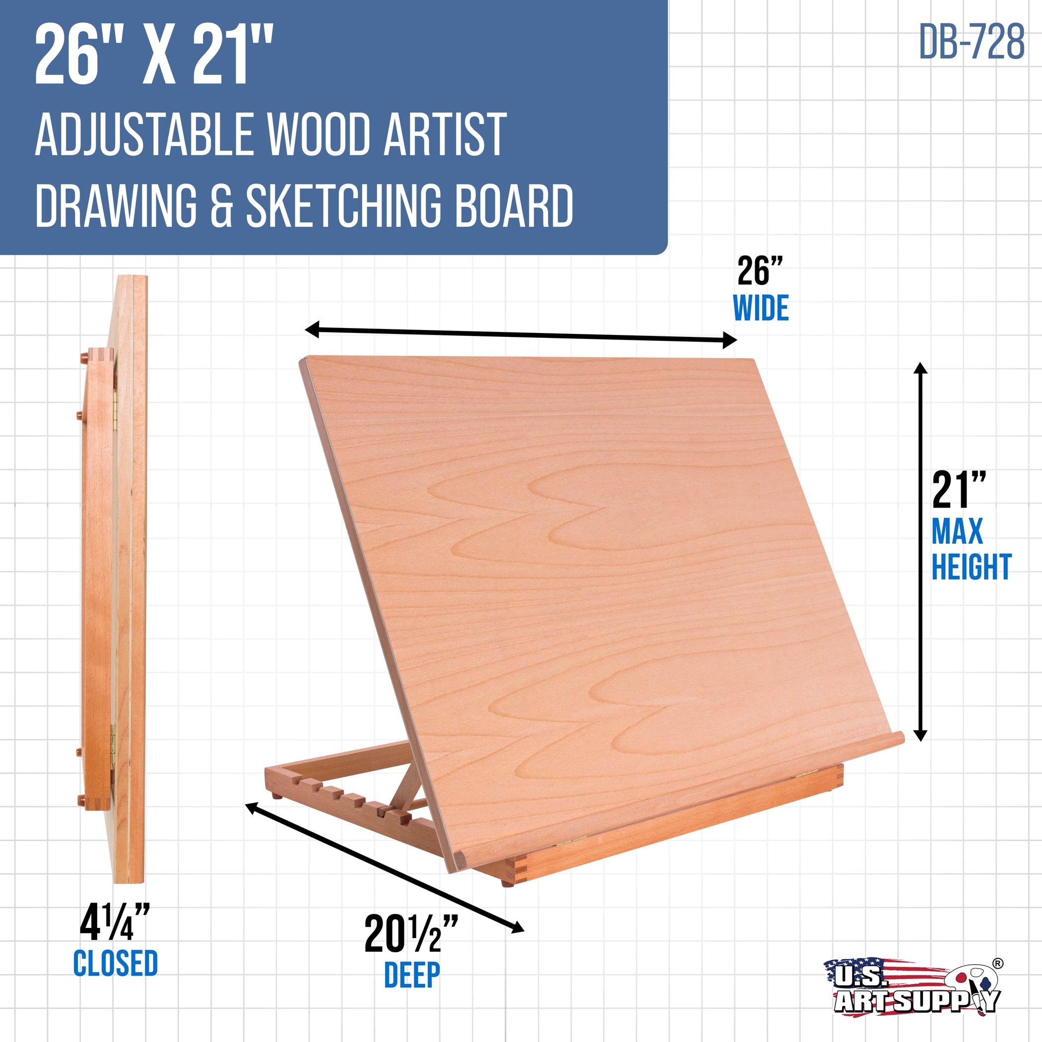 "Sketch Master" Extra Large Adjustable Artist Drawing Board. — U.S. Art ...