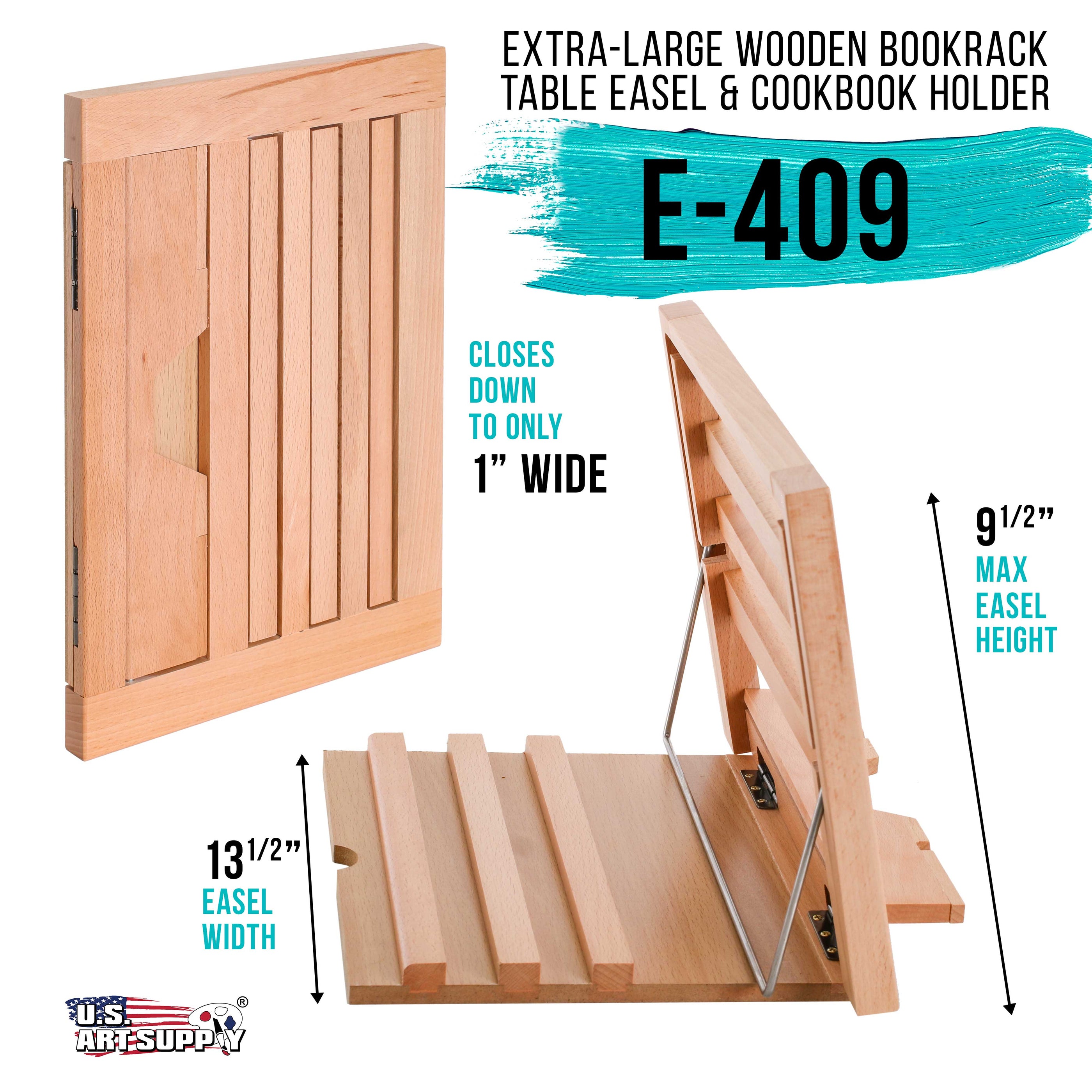 U.S. Art Supply Wooden Table Easel Cookbook Stand Book Rest