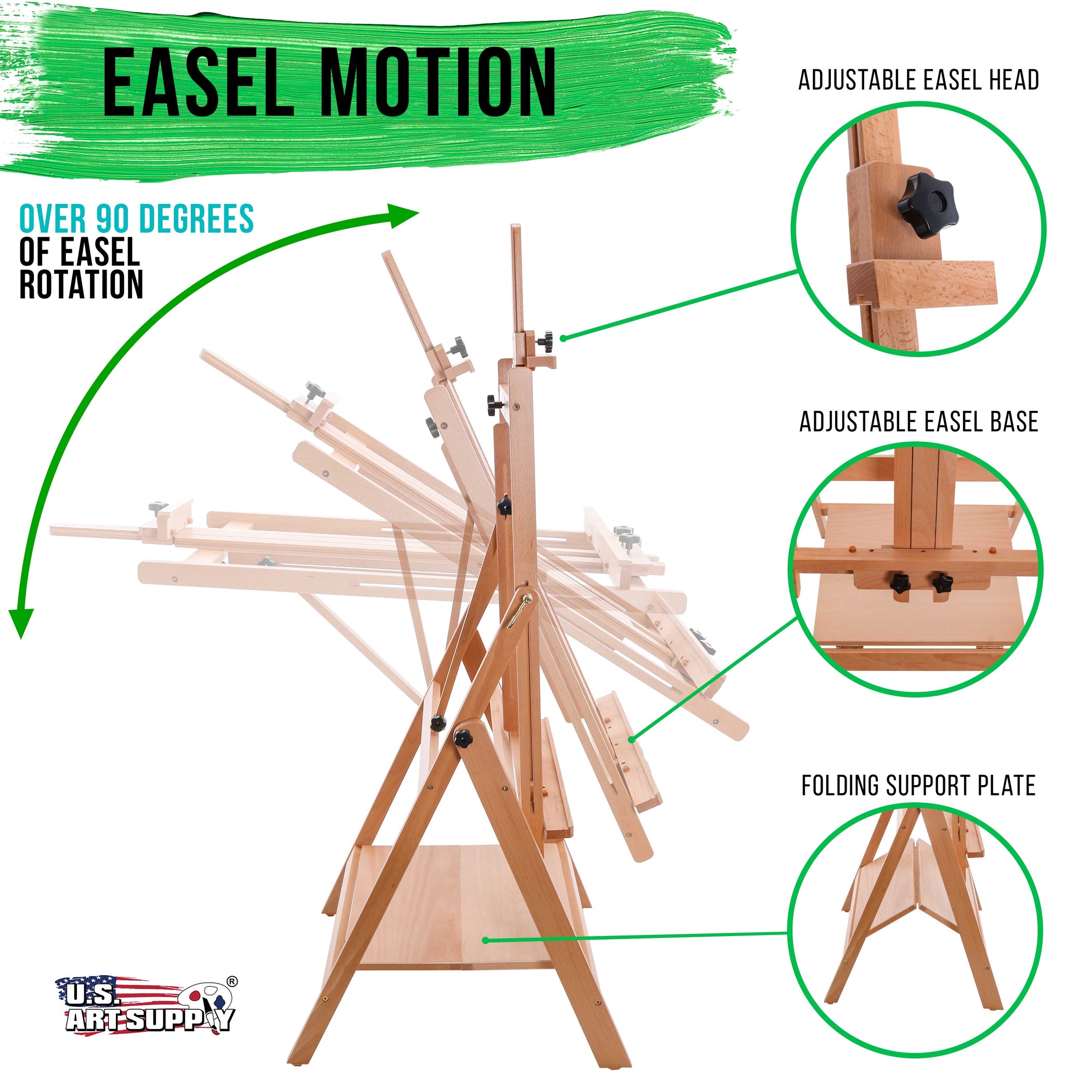 Adjustable H-Frame Multi-Purpose Studio Artist Wooden Easel 88" — U.S ...