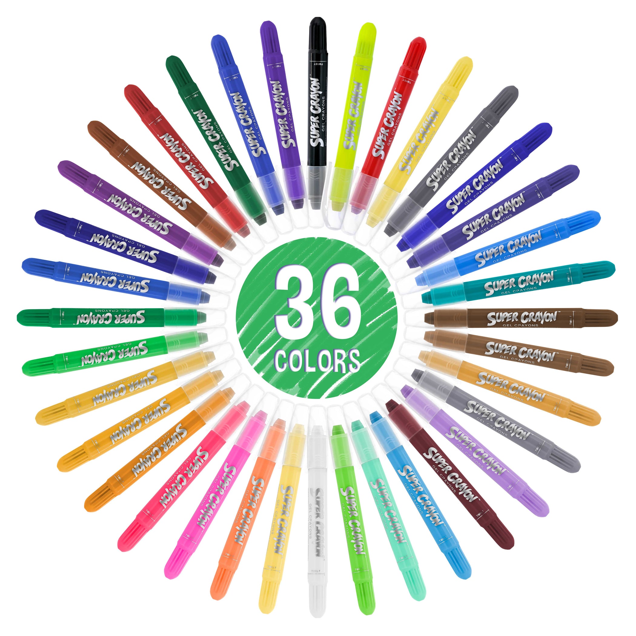 Super Crayons 36 Colors Smooth Easy Glide Gel Crayons — U.S. Art Supply