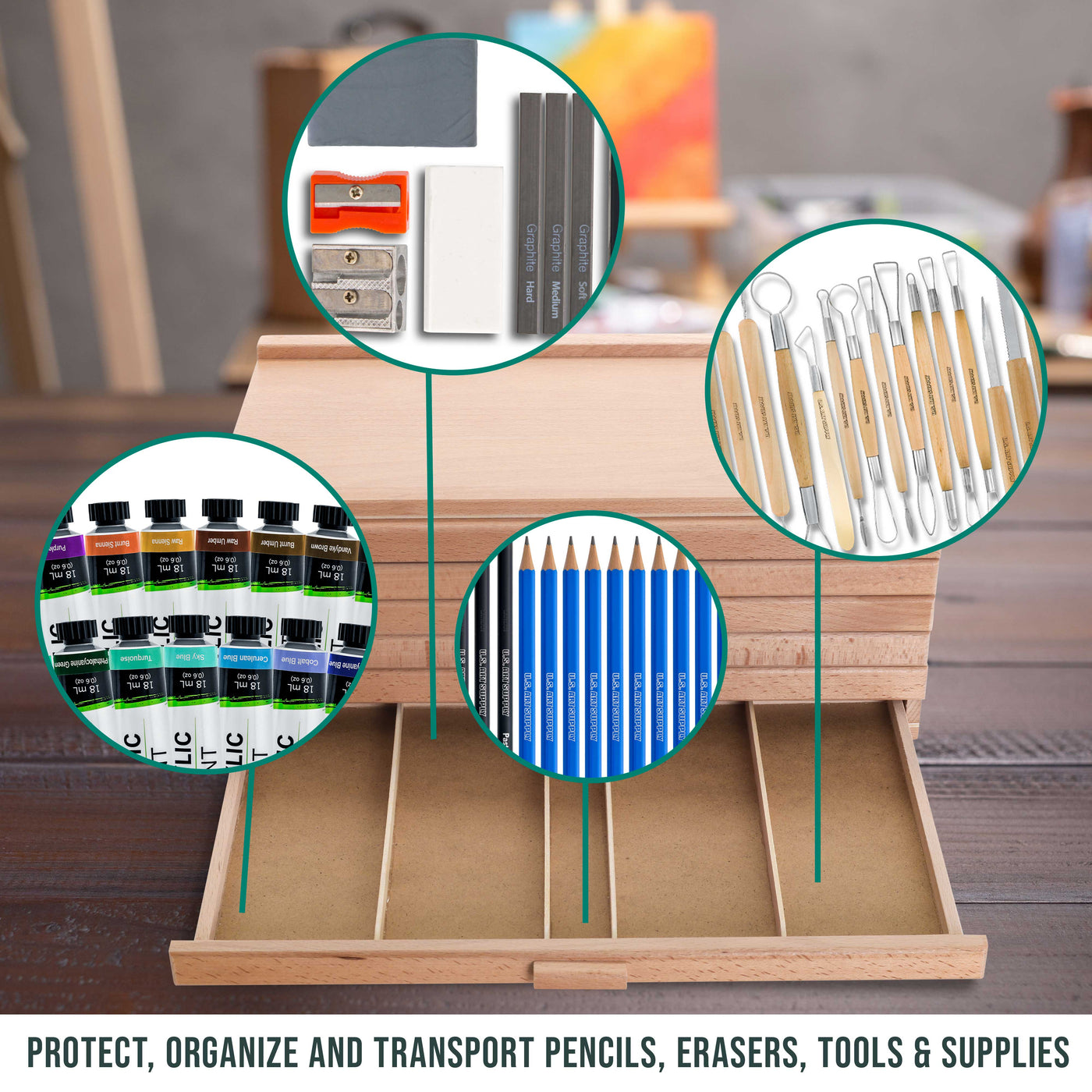 6 Drawer Wood Artist Supply Storage Box — U.S. Art Supply