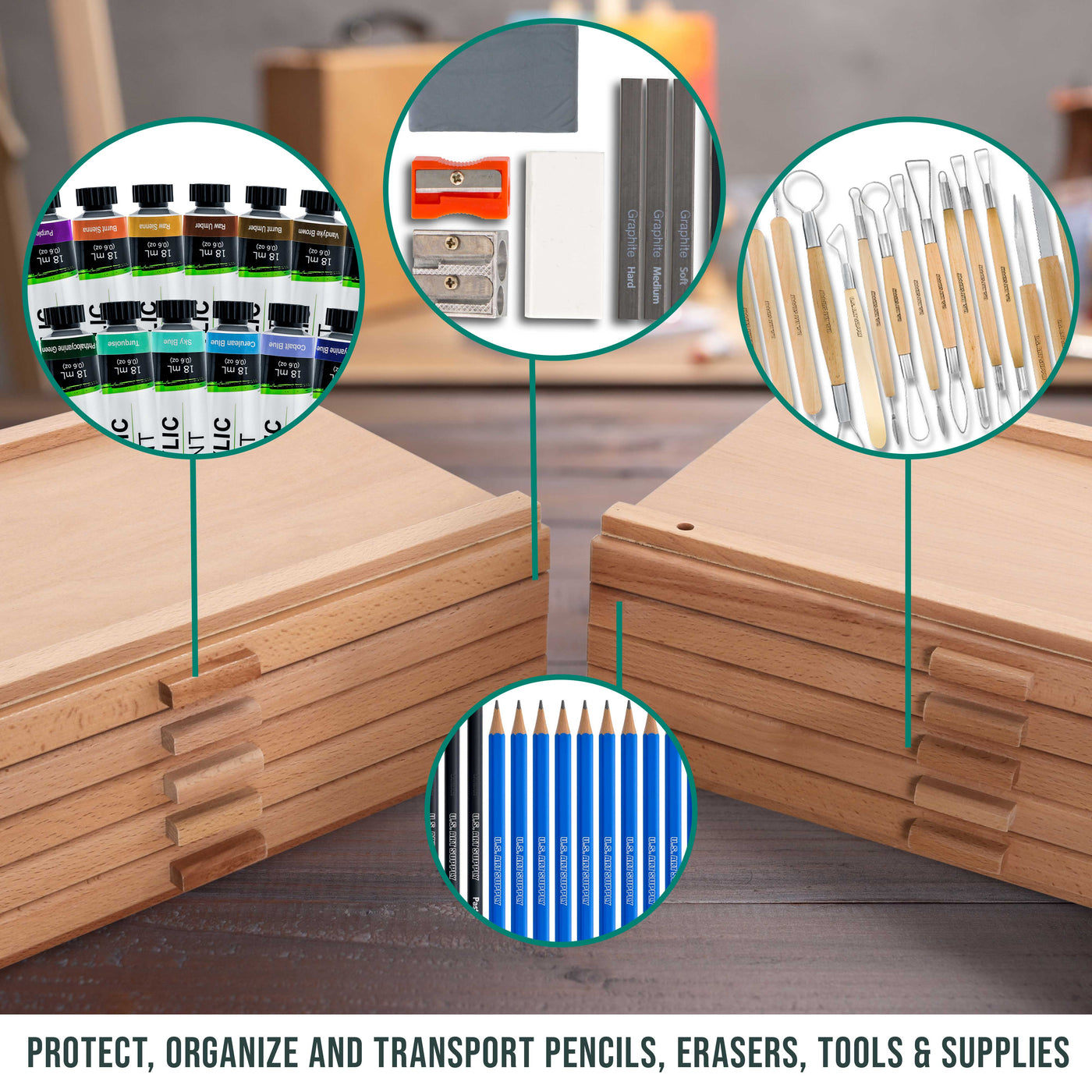 10 Drawer Wood Artist Supply Storage Box — U.S. Art Supply