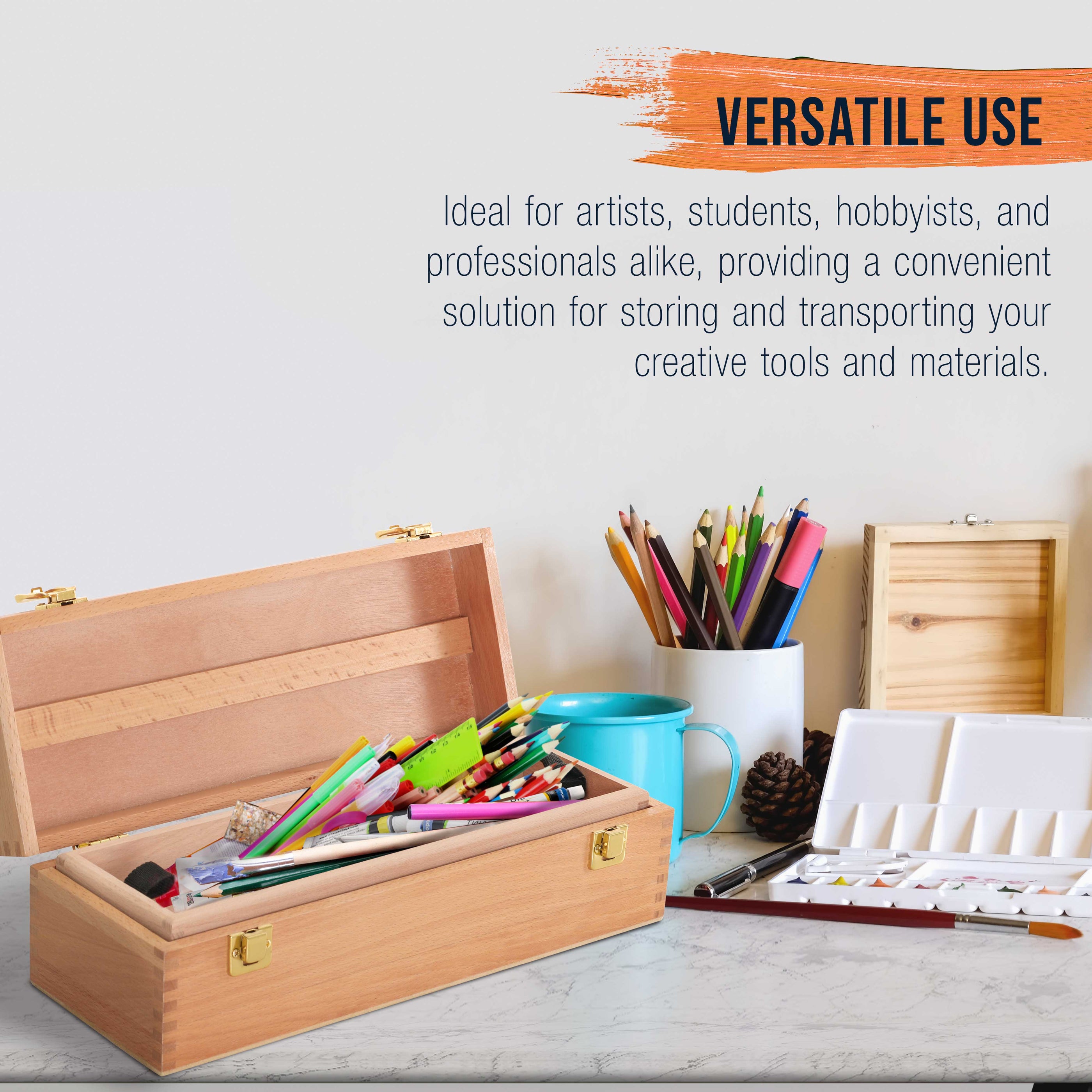 Medium Wooden Storage Box — U.S. Art Supply