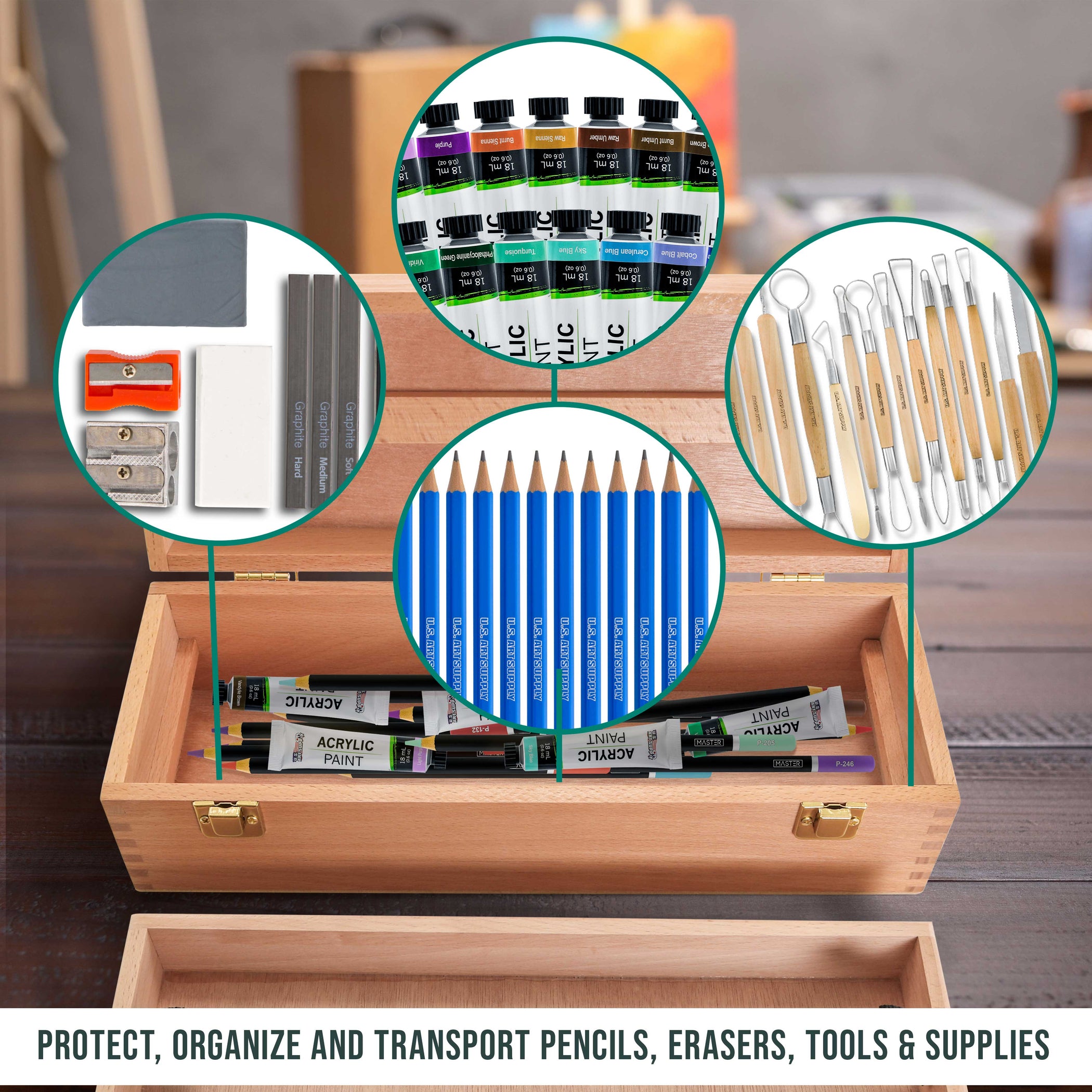 Medium Wooden Storage Box — U.S. Art Supply